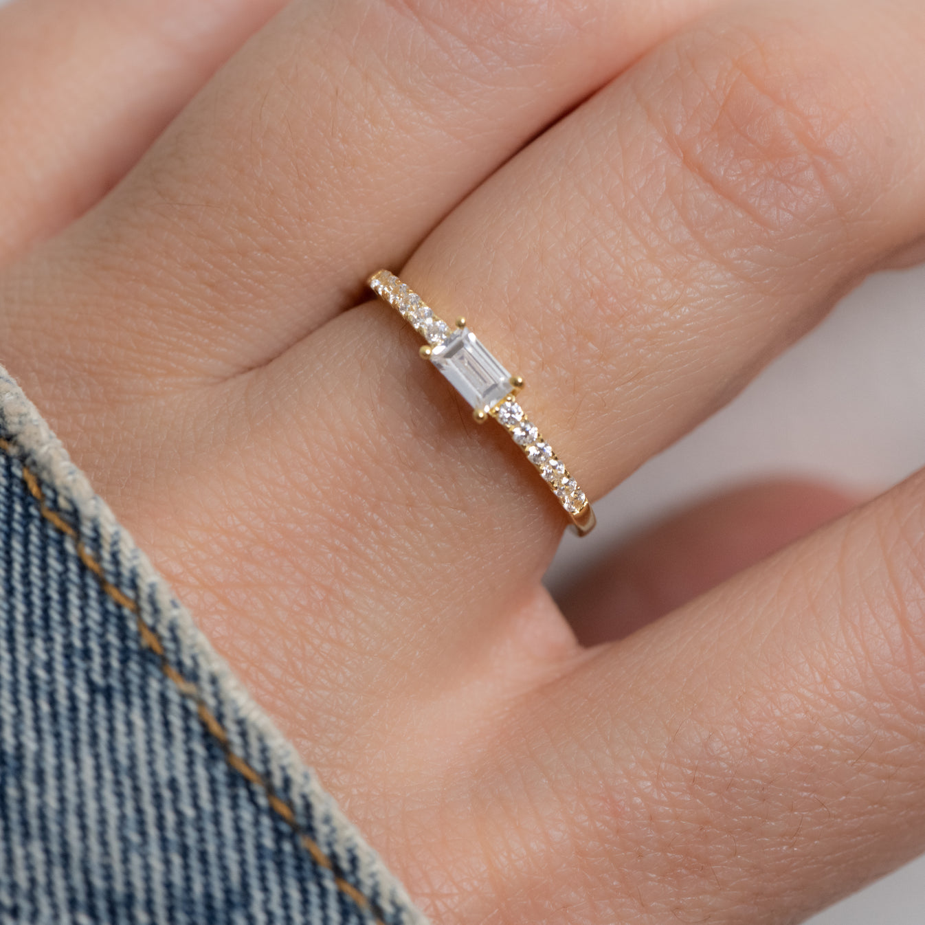 Baguette & CZ Stacking Ring – Sami Jewels